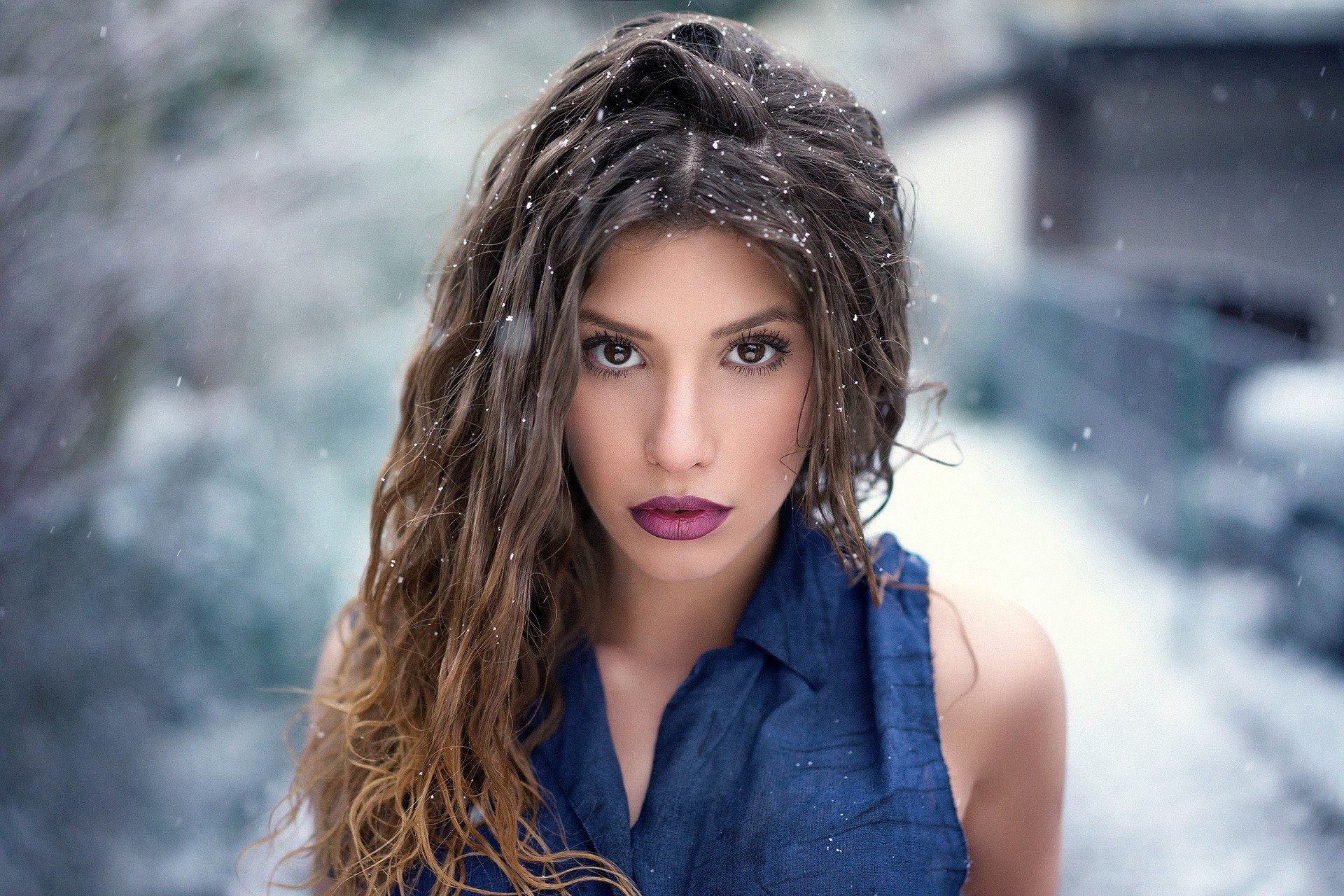 model, Women, Brunette, Looking at viewer, Brown eyes, Snow, Martin ...